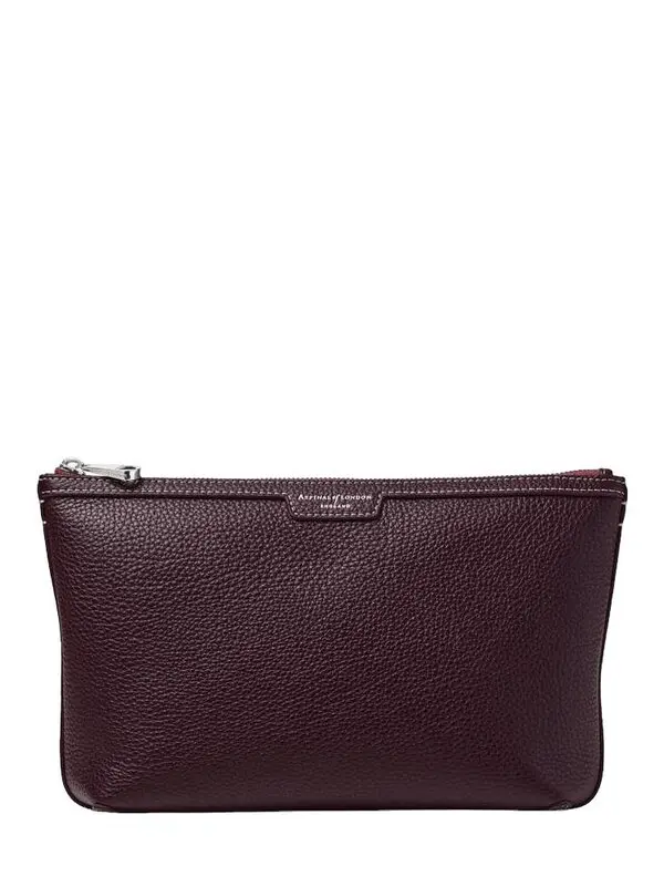 ASPINAL OF LONDON Hudson Large Pouch In Milled Pebble - Red