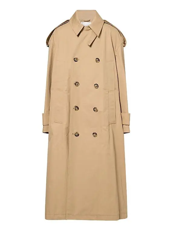 AMI Paris Double-breasted Epaulette Cotton Trench Coat - Beige Mastic