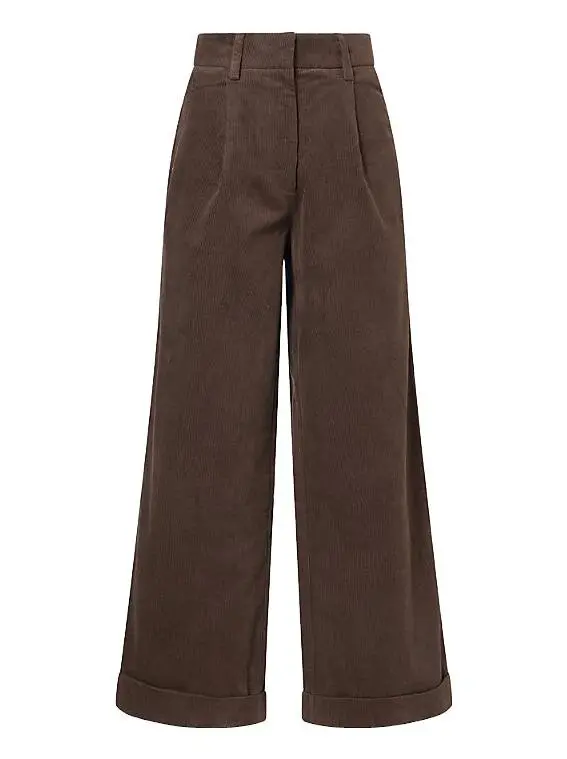 4TH & RECKLESS Hughes Tailored Corduroy Cotton Trousers - Chocolate
