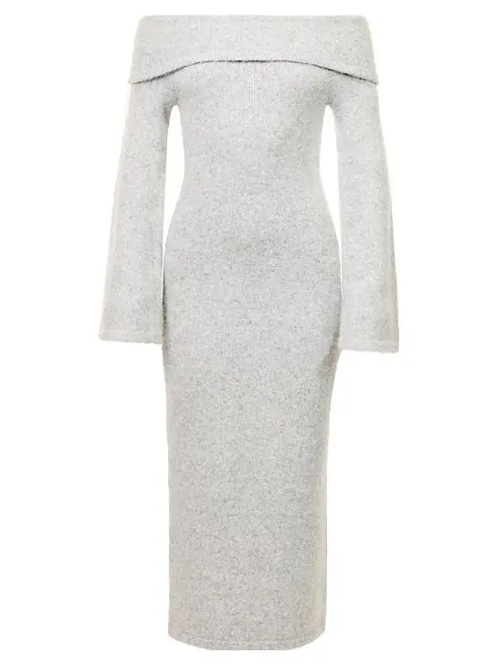 4TH & RECKLESS Sable Off-shoulder Knitted Maxi Dress - Grey