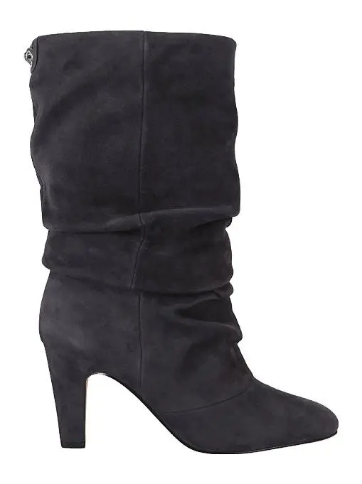 Kurt Geiger Elizabeth Slouch Heeled Suede Boots - Grey