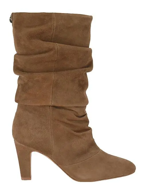Kurt Geiger Elizabeth Slouch Heeled Suede Boots - Tan