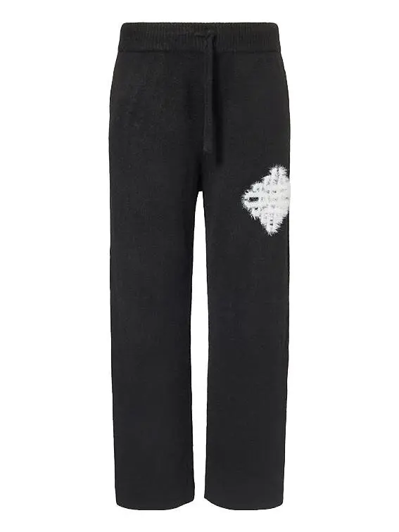 THE COUTURE CLUB Emblem Fluffy Knitted Jogging Bottoms - Black