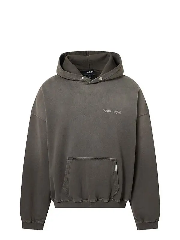 REPRESENT Brand-print Relaxed-fit Cotton Hoody - Ash