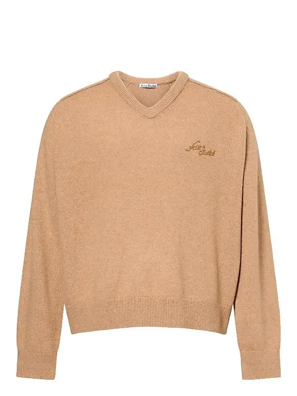 Acne Studios Kaymel V-neck Knit Wool Jumper - Light Camel