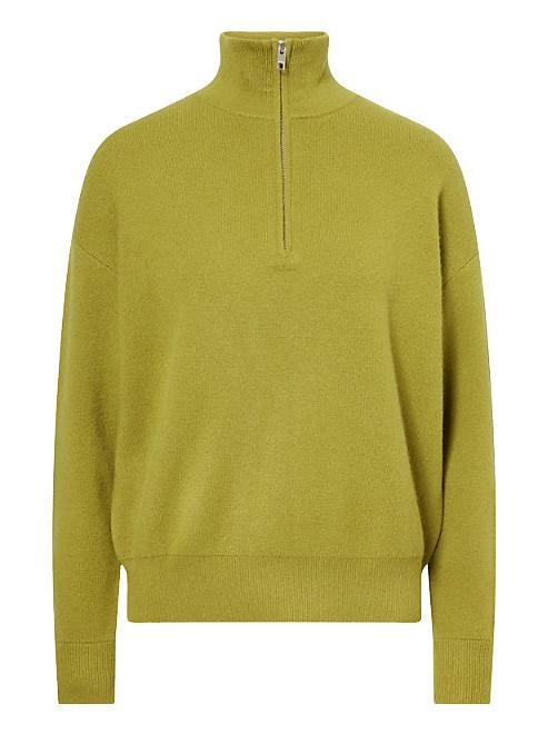 Staud Hudson Half-zip Cashmere Jumper - Pear