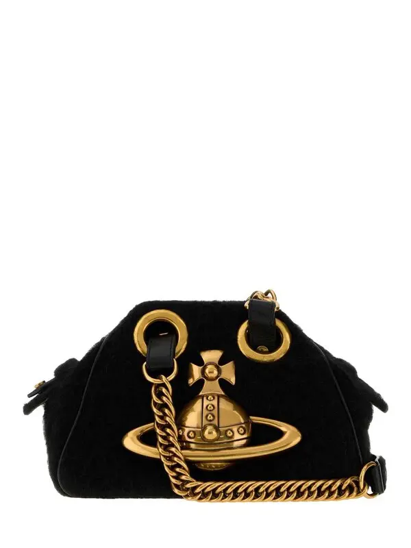 VIVIENNE WESTWOOD Fabric Archive Orb Chain Shoulder Bag - Black