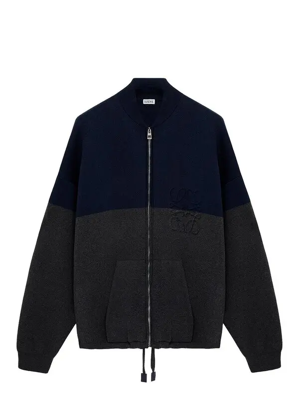 Loewe Cotton Blend Zipup Cardigan - Blue
