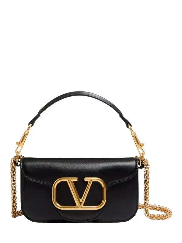 Valentino Garavani Locò Leather Shoulder Bag - Black