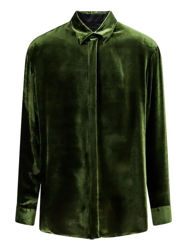 Giorgio Armani Viscose And Silk Blend Shirt - Green