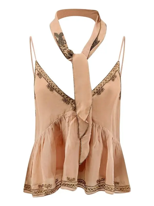 SCARLETT POPPIES Hedvig Viscose Top With Scarf - Pink