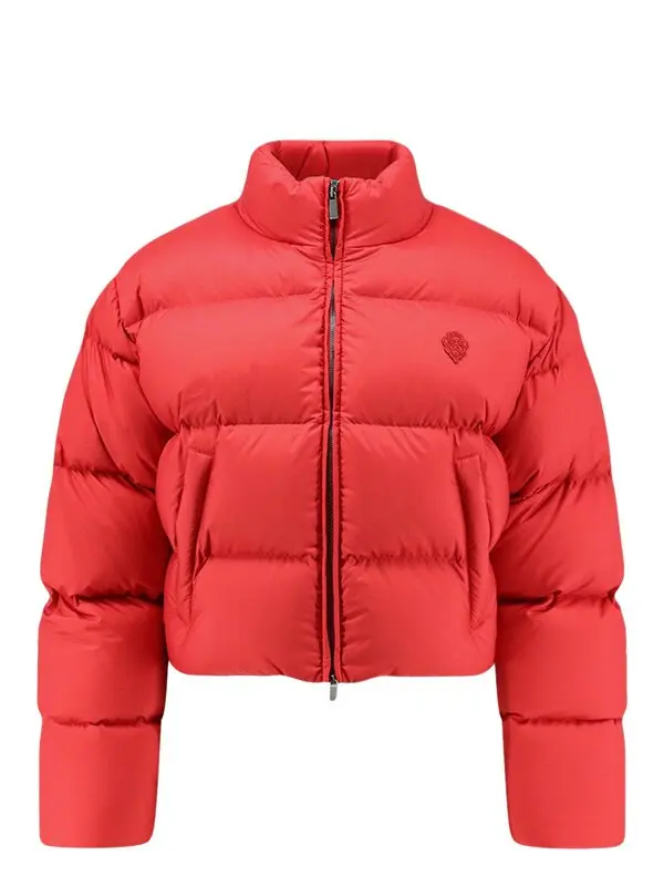 Gucci Crop Fit Down Jacket With Iconic Crest - Red