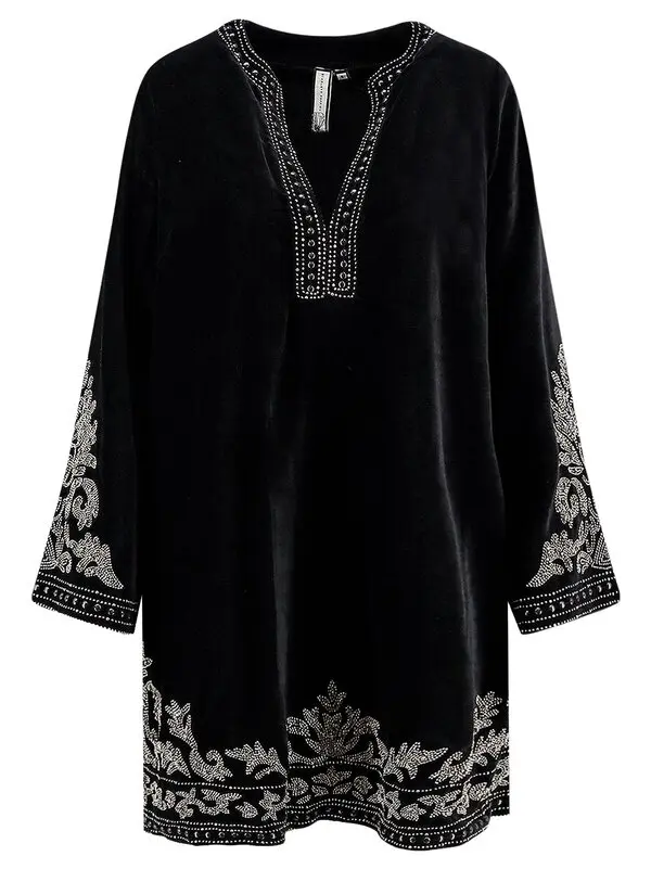 SCARLETT POPPIES Signe Velvet Dress With Studs - Black