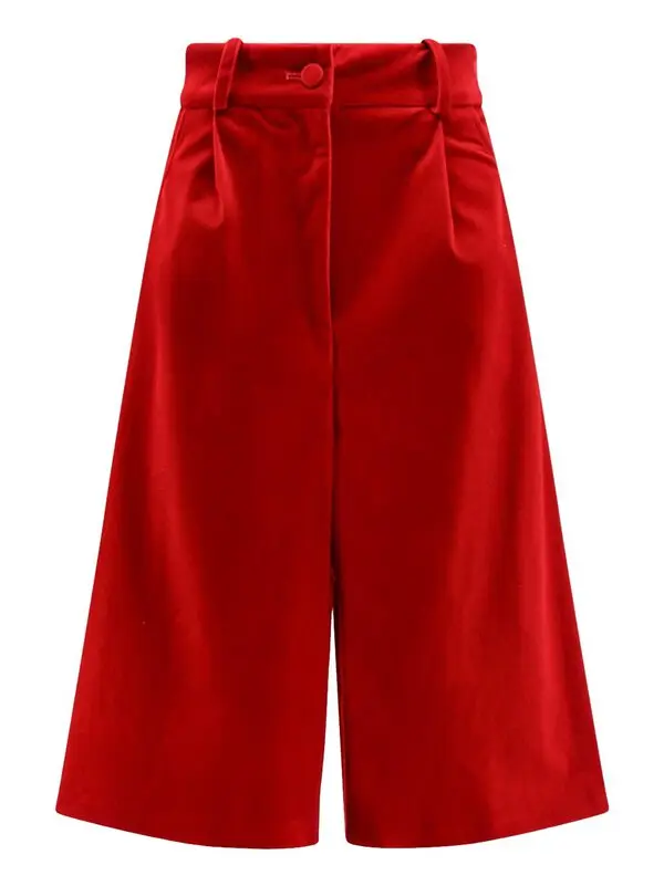 ACTUALEE Velvet Bermuda Shorts - Red