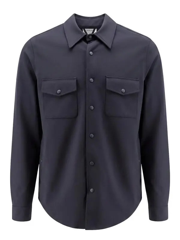 Aspesi Virgin Wool Blend Shirt/jacket With Thermal Insulation - Blue