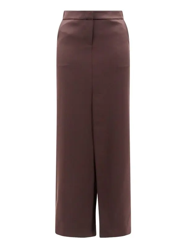 ACTUALEE Satin Pencil Skirt - Brown