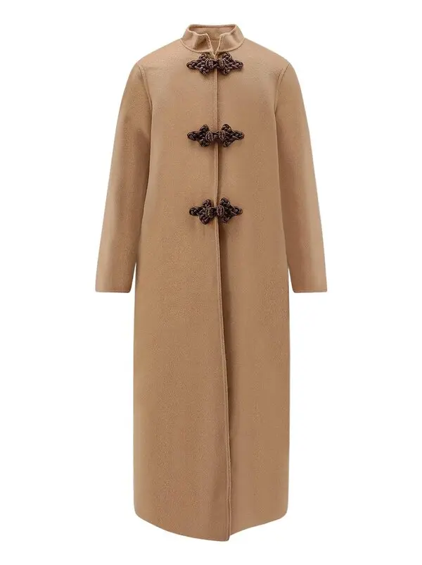 PHILIPPA 1970 Harriet Wool Coat With Frogs - Brown
