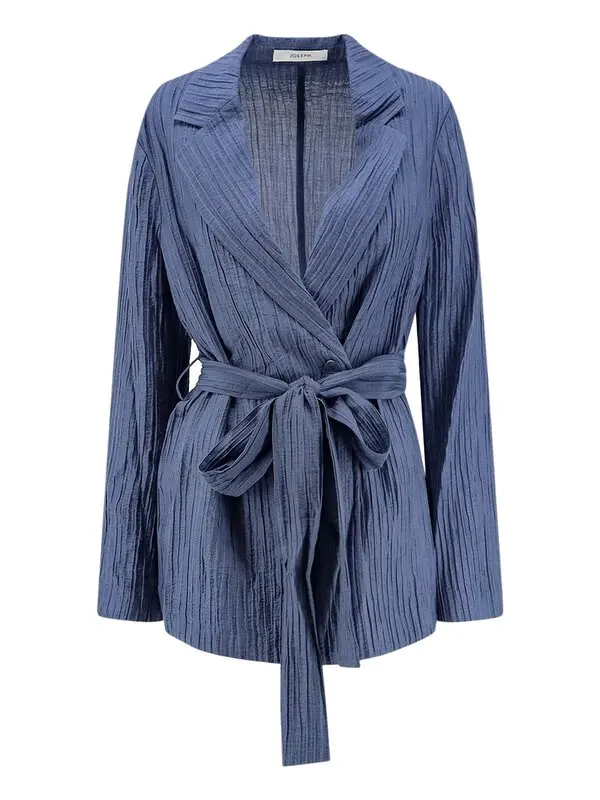 JOSEPH Crinkle Fabric Blazer With Belt - Blue