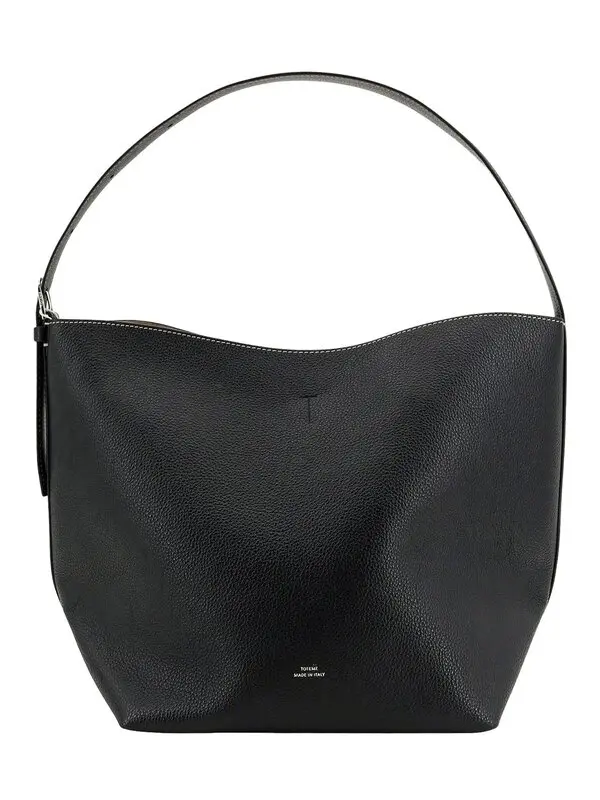 TOTEME Medium Belted Hammered Leather Shouder Bag - Black