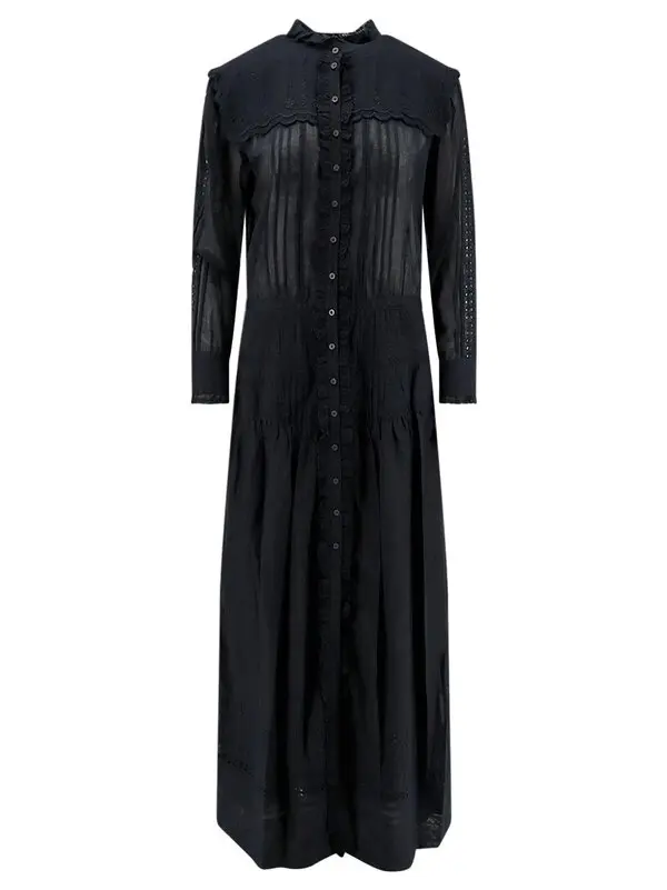 MARANT ETOILE Lonie Cotton Chemisier Dress - Black