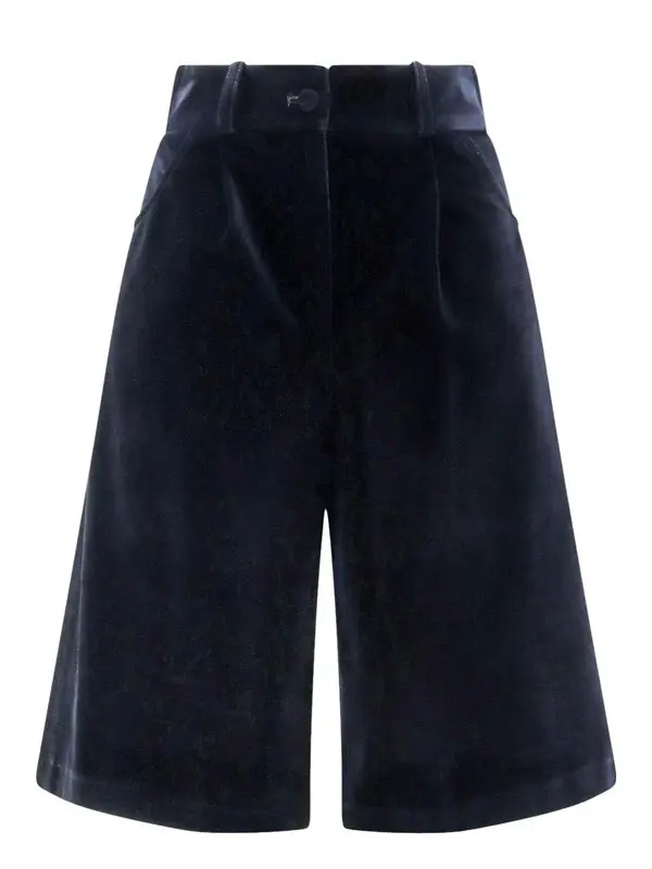 ACTUALEE Velvet Bermuda Shorts - Blue