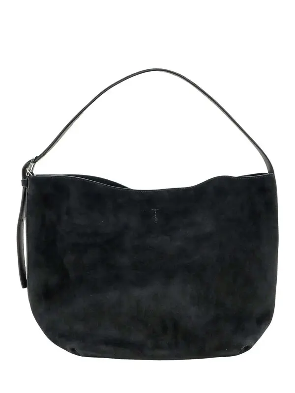 TOTEME Medium Belted Suede Shoulder Bag - Black