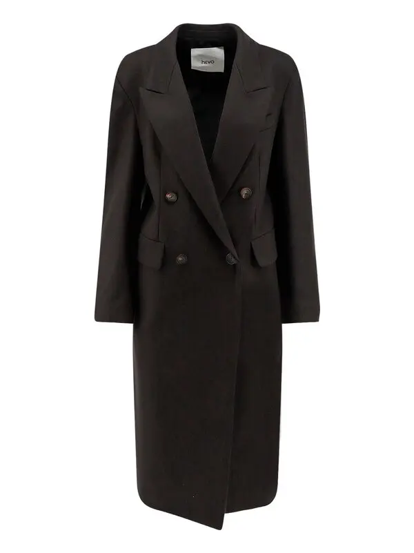 HEVO Martina Franca Wool Blend Coat - Brown