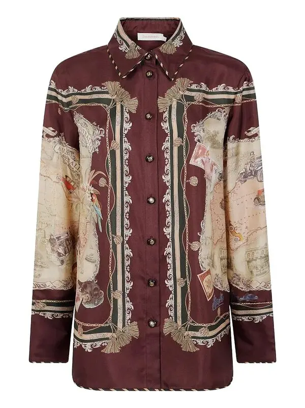 Zimmermann Valiant Silk Twill Shirt - Brown