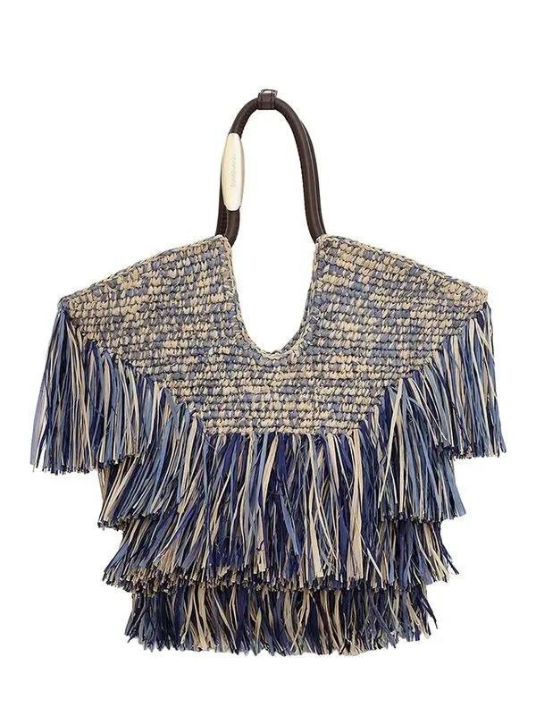 Zimmermann Goldentime Raffia Handbag - Blue