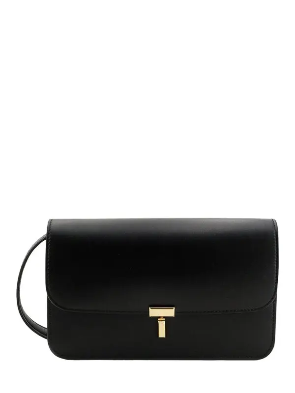 TOTEME Tlock Leather Crossbody Bag - Black