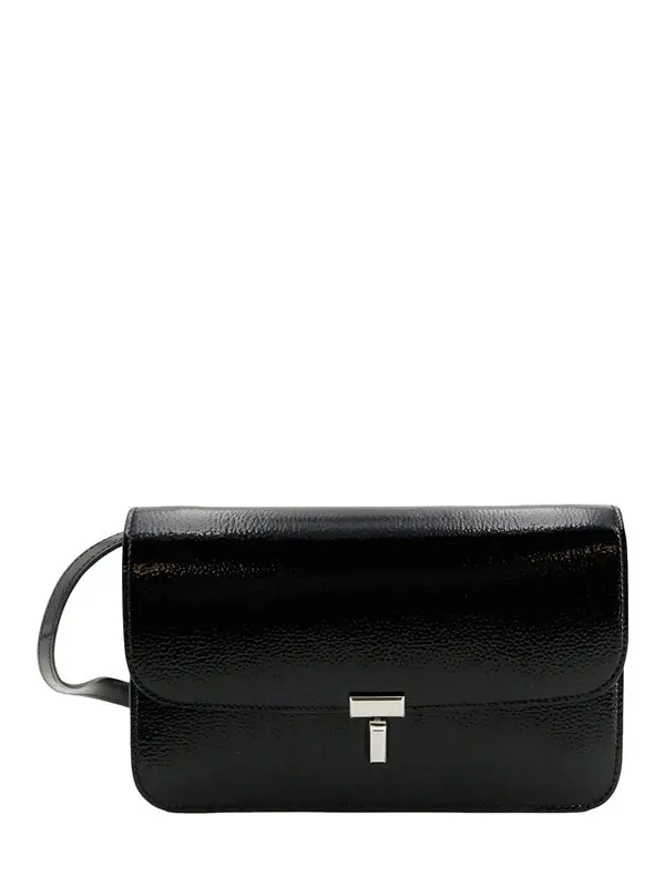 TOTEME Patent Tlock Crossbody Bag - Black