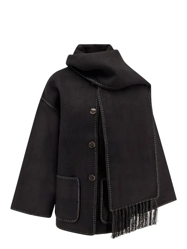 TOTEME Embroidered Scarf Jacket In Wool Blend - Black