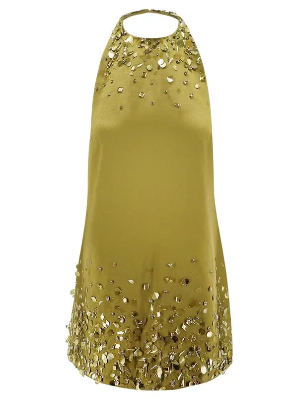 Retrofete Mini Dress With Sequins And Rhinestones - Green