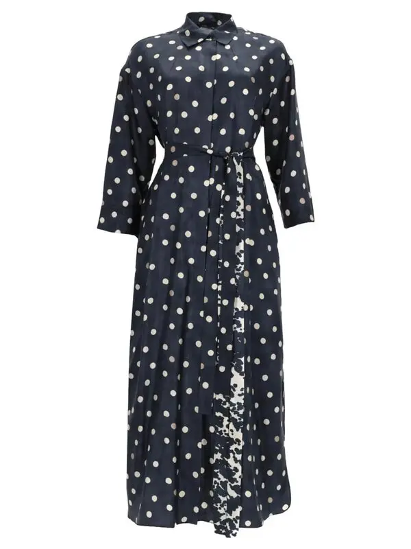 Max Mara Printed Silk Lever Dress - Blue