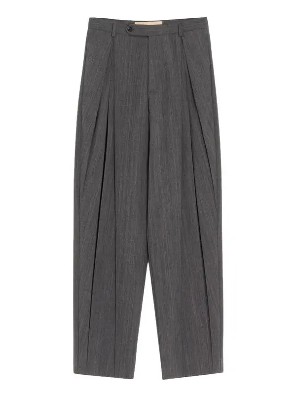 Valentino Garavani Pinstripe Wool Trousers With Pleats - Grey/multicolour