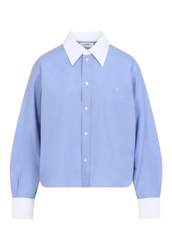 Celine Cropped Shirt - Blue