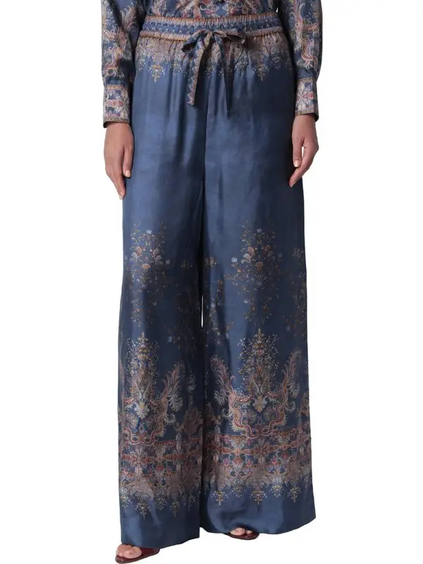 Zimmermann Valiant Navy Silk Trousers - Blue