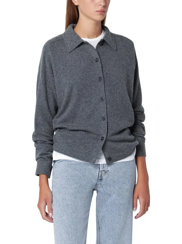 TOTEME Dark Melange Cashmere Cardigan - Grey