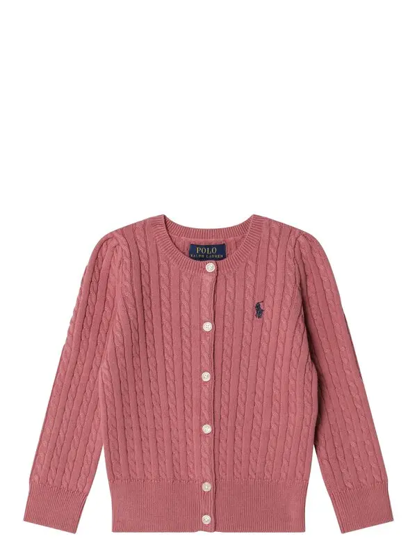 Polo Ralph Lauren Cardigan In Thin Cable Knit Cotton - Pink