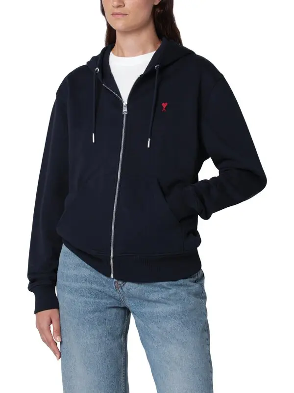AMI Paris De Coeur Hoodie Midnight - Blue