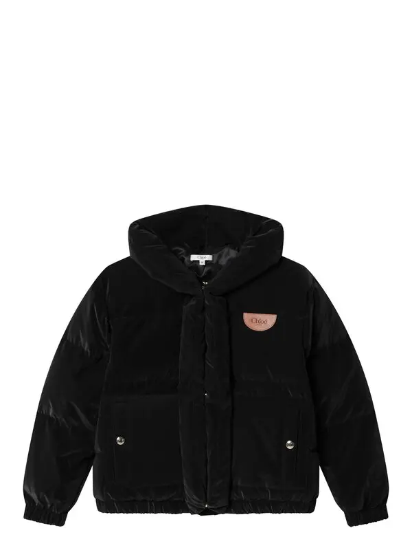 Chloé Down Jacket With Applique - Black