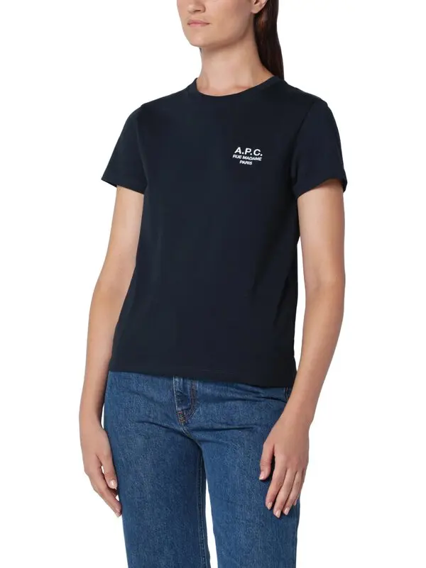A.p.c. Dark Cotton T-shirt With Embroidery - Blue