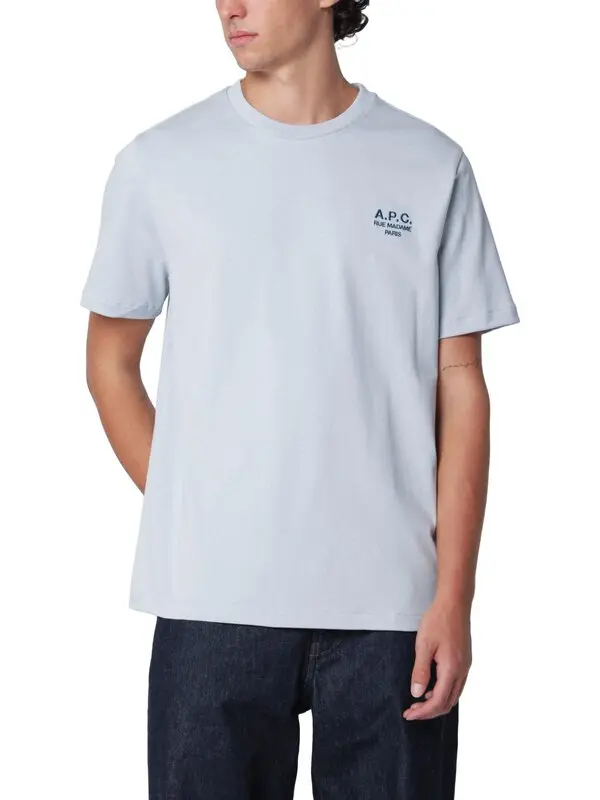 A.p.c. Rue Madame T-shirt In Blue Cotton - Light Blue