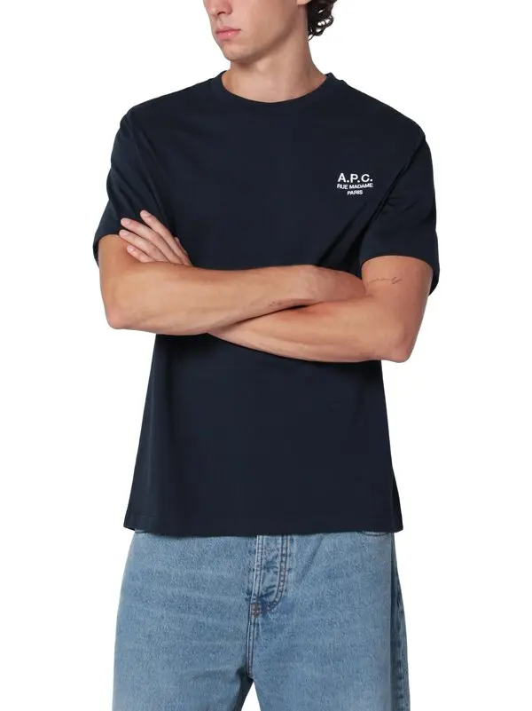 A.p.c. Rue Madame T-shirt In Navy Cotton - Blue
