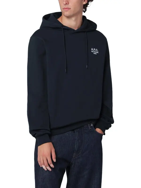 A.p.c. Navy Cotton Hoodie - Blue