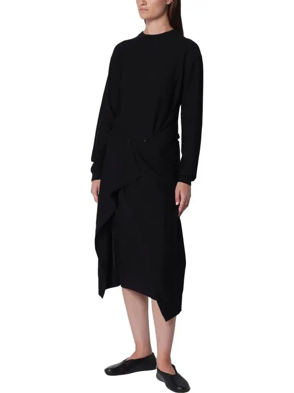 LEMAIRE Merino Wool Blend Midi Dress - Black