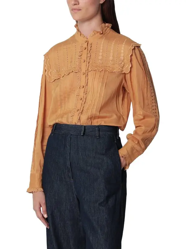 Isabel Marant Étoile Lonzie Caramel Cotton Shirt - Orange