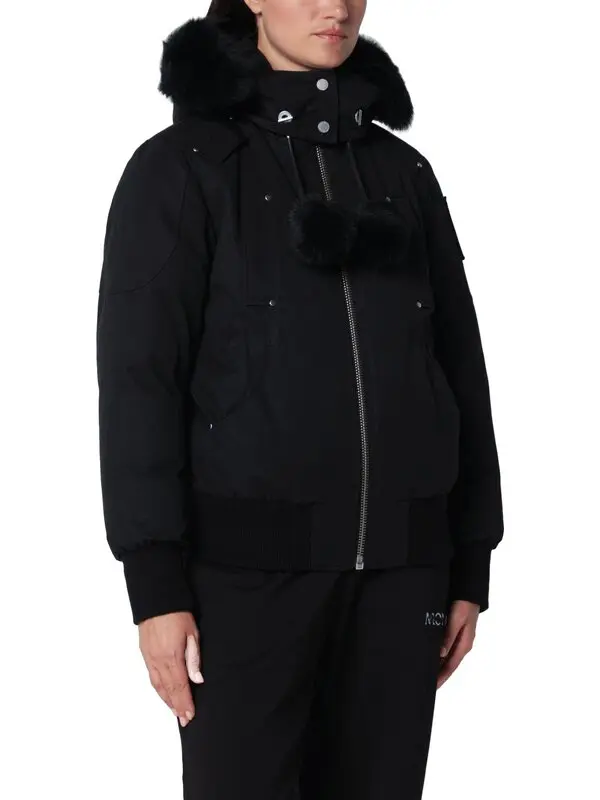 Moose Knuckles Debbie Original Hooded Bomber Jacket - Black