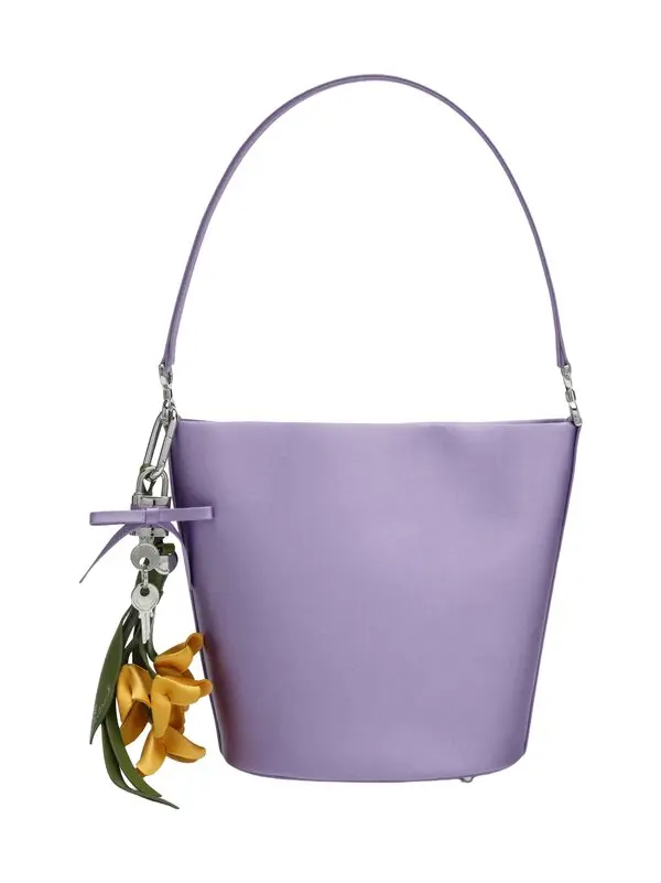 SELF-PORTRAIT Lilac Satin Bucket Bag - Purple