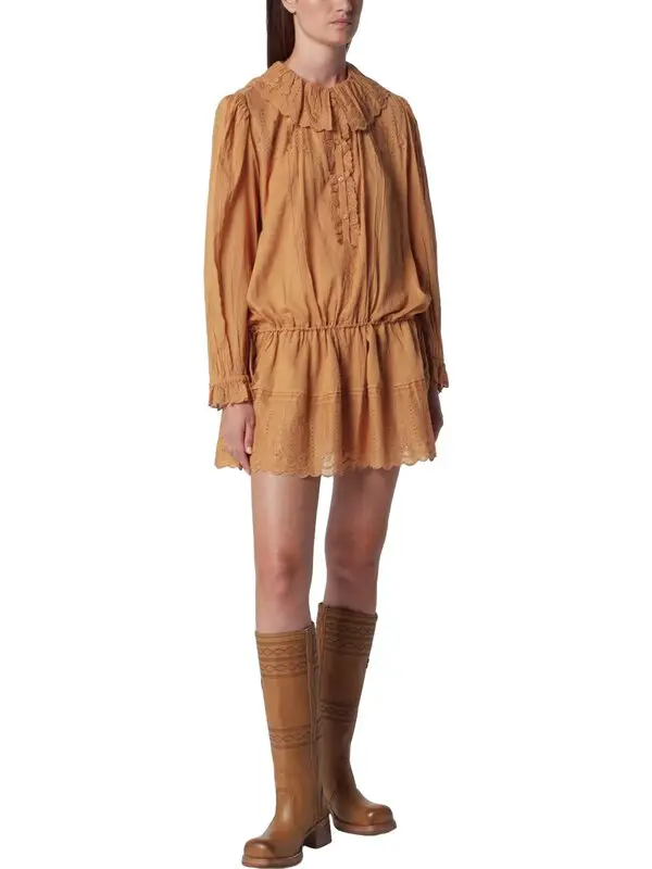 Isabel Marant Étoile Lenora Caramel-colored Cotton Dress - Orange